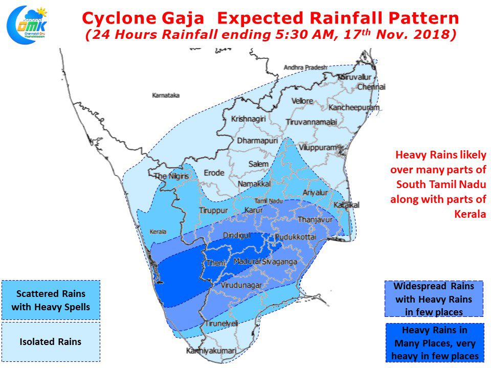Cyclone Gaja makes Landfall - Chennairains (COMK)