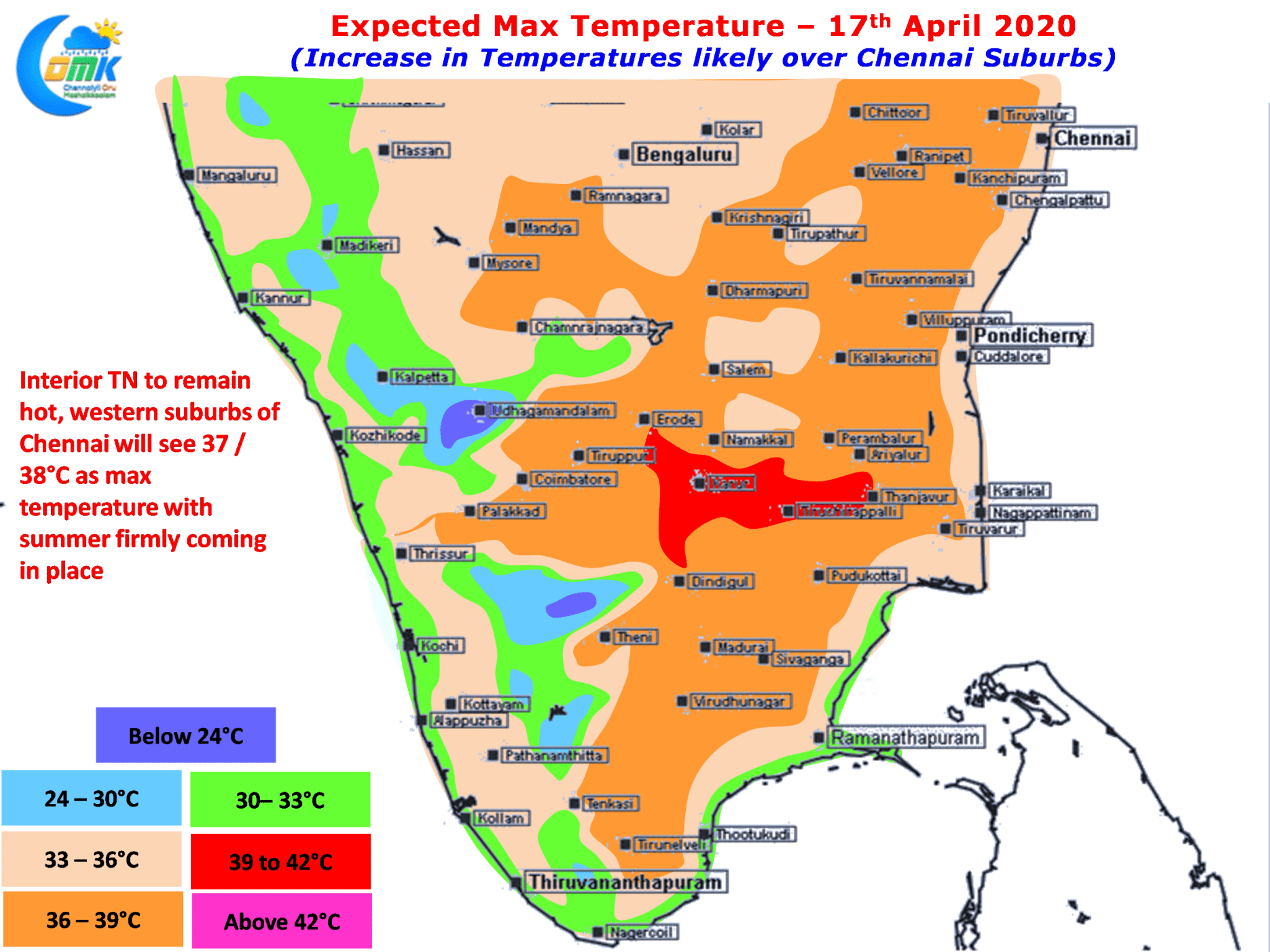 Increase in Temperatures likely around Chennai Suburbs - Chennairains ...