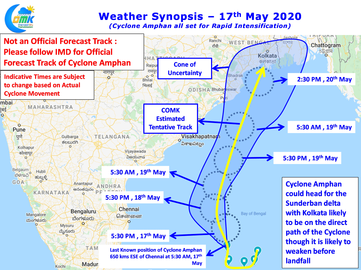 Cyclone Amphan all set for Rapid Intensification - Chennairains (COMK)