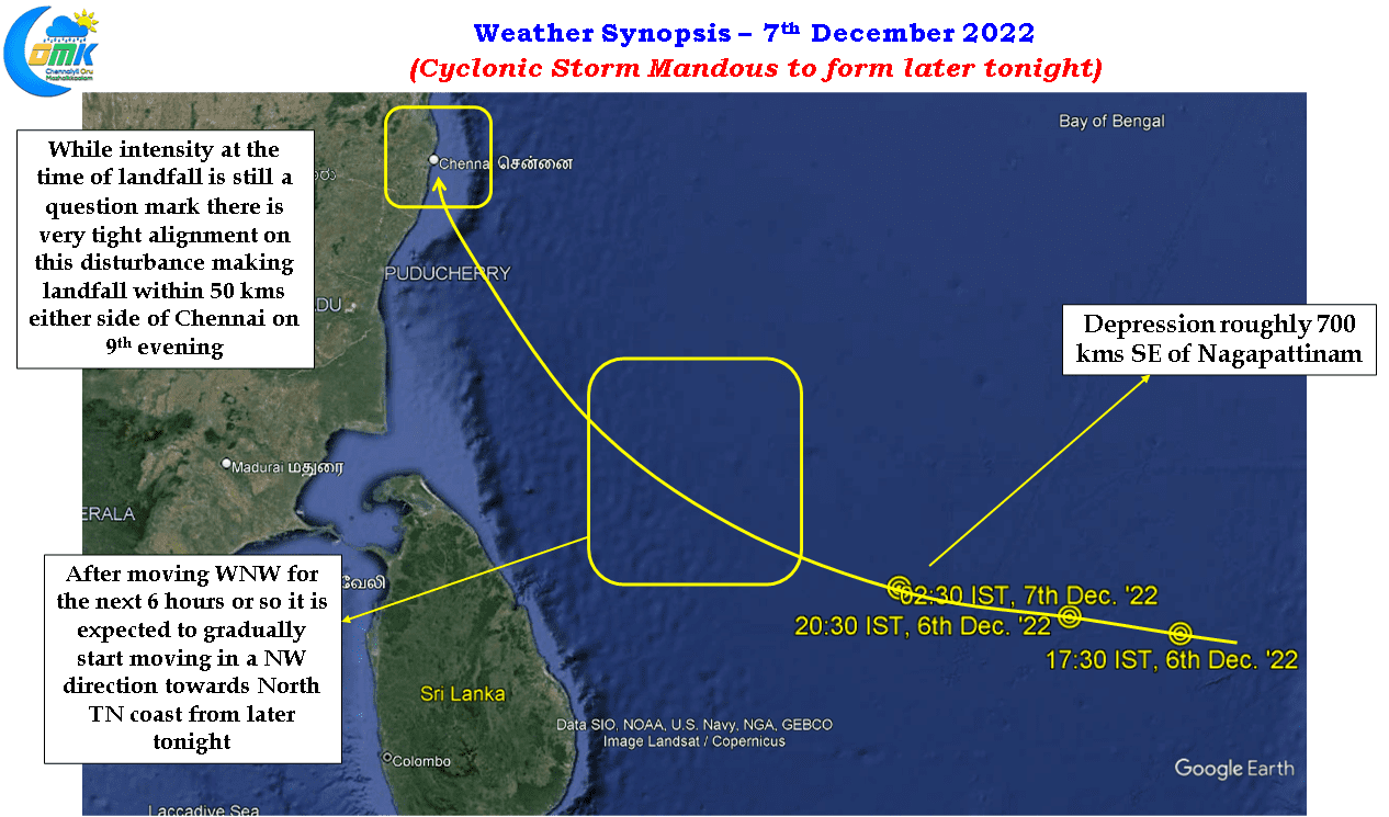 Cyclonic Storm Mandous to form later tonight - Chennairains (COMK)