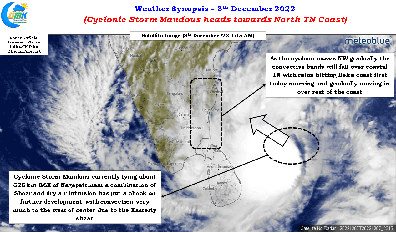 Cyclonic Storm Mandous heading towards North TN Coast - Chennairains (COMK)