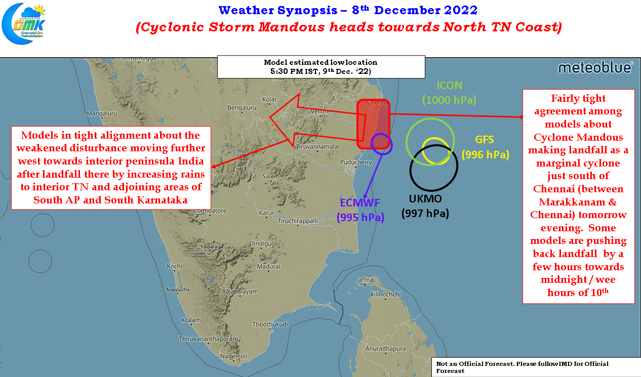 Cyclonic Storm Mandous heading towards North TN Coast - Chennairains (COMK)