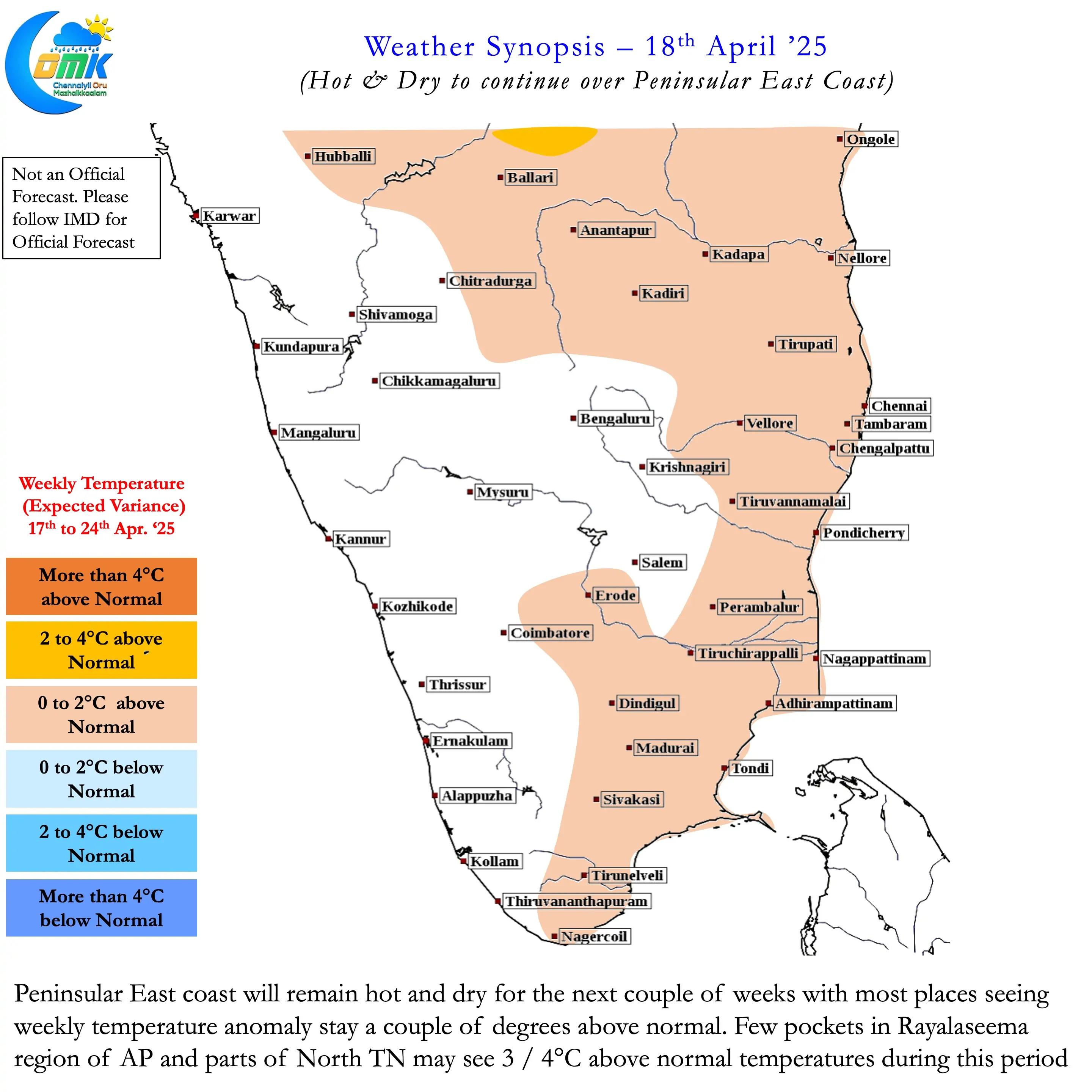 Hot & Dry Weather to continue over Peninsular East Coast - Chennairains ...