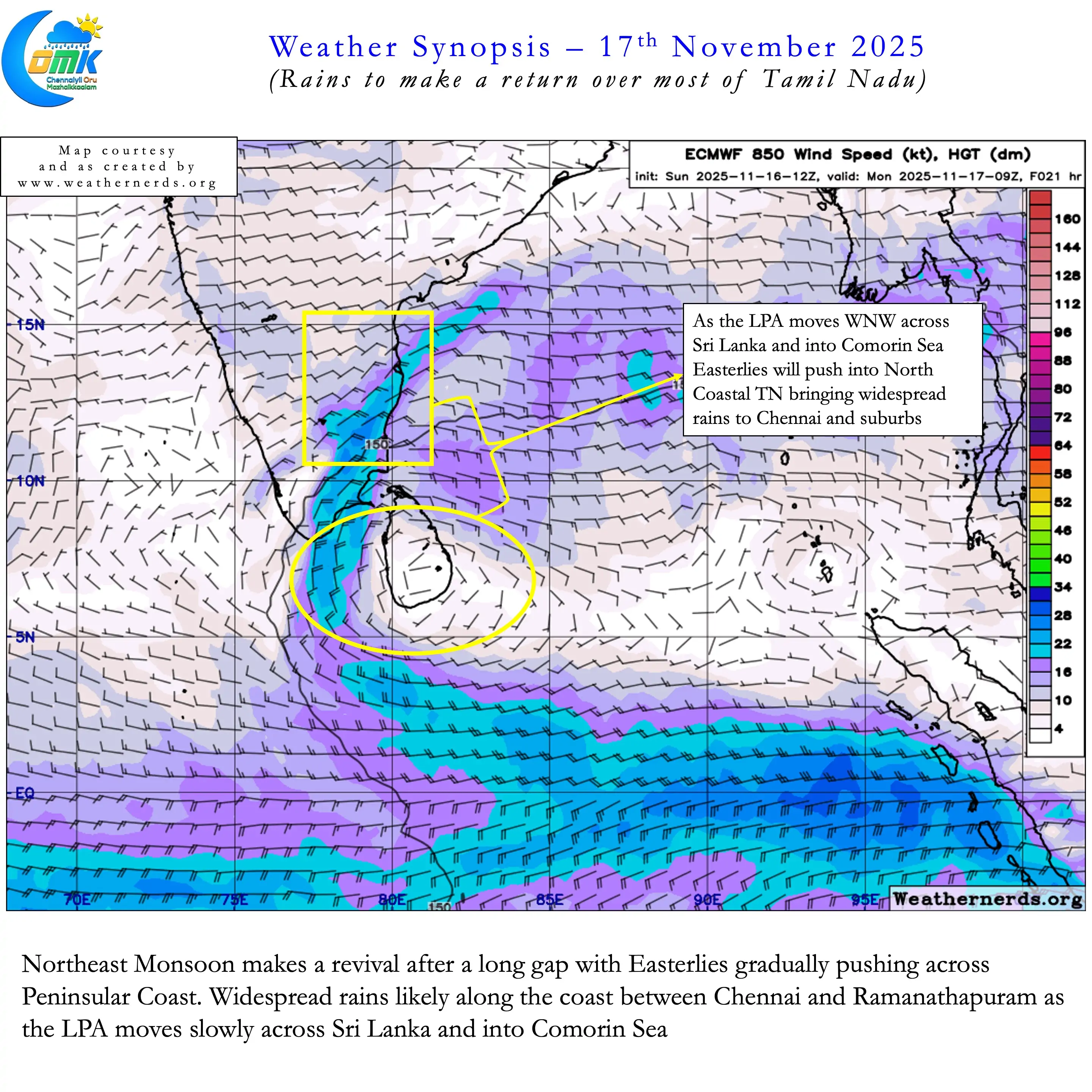 Return of rains over most of Tamil Nadu - Chennairains (COMK)