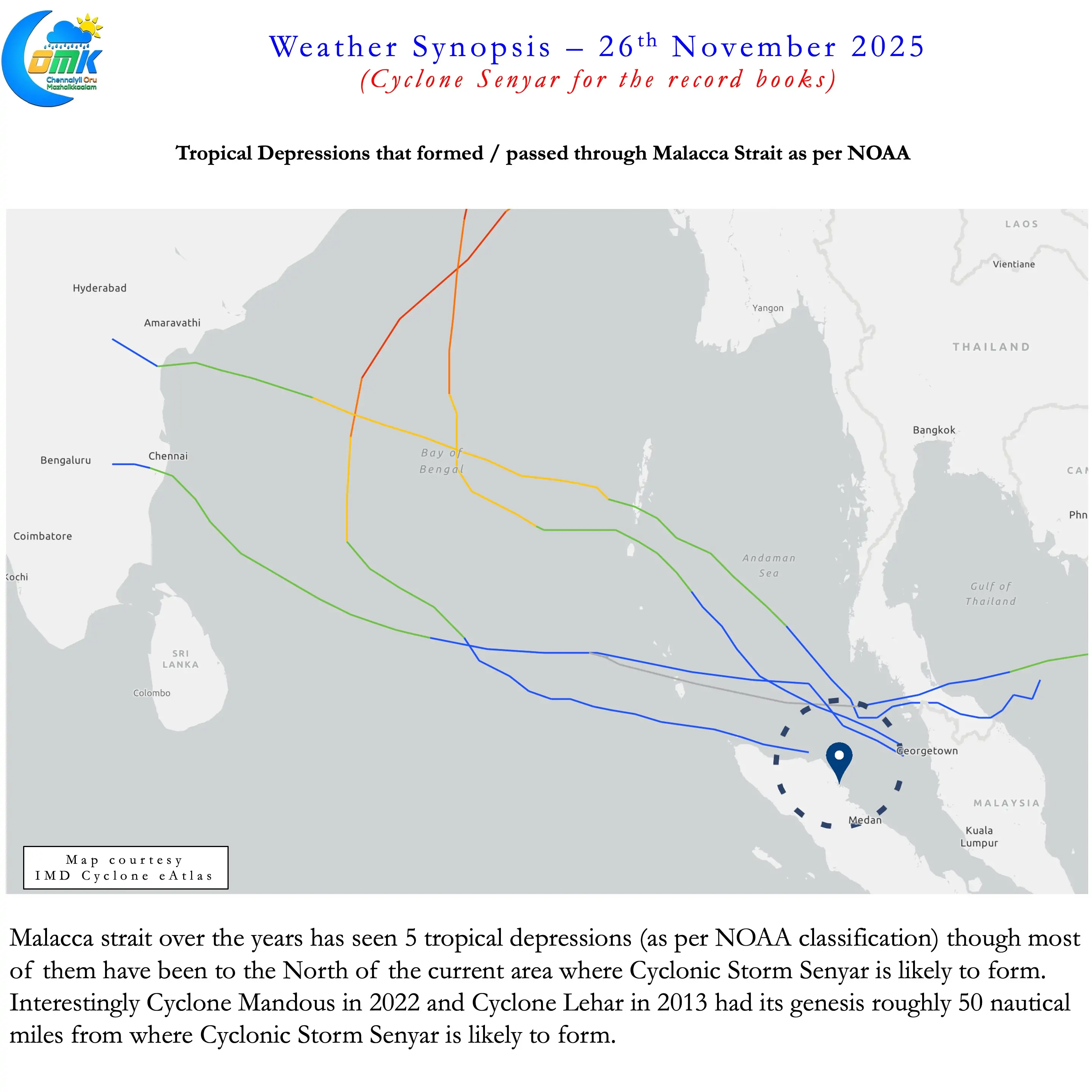 Cyclone Senyar likely to form later today. History in the making ...