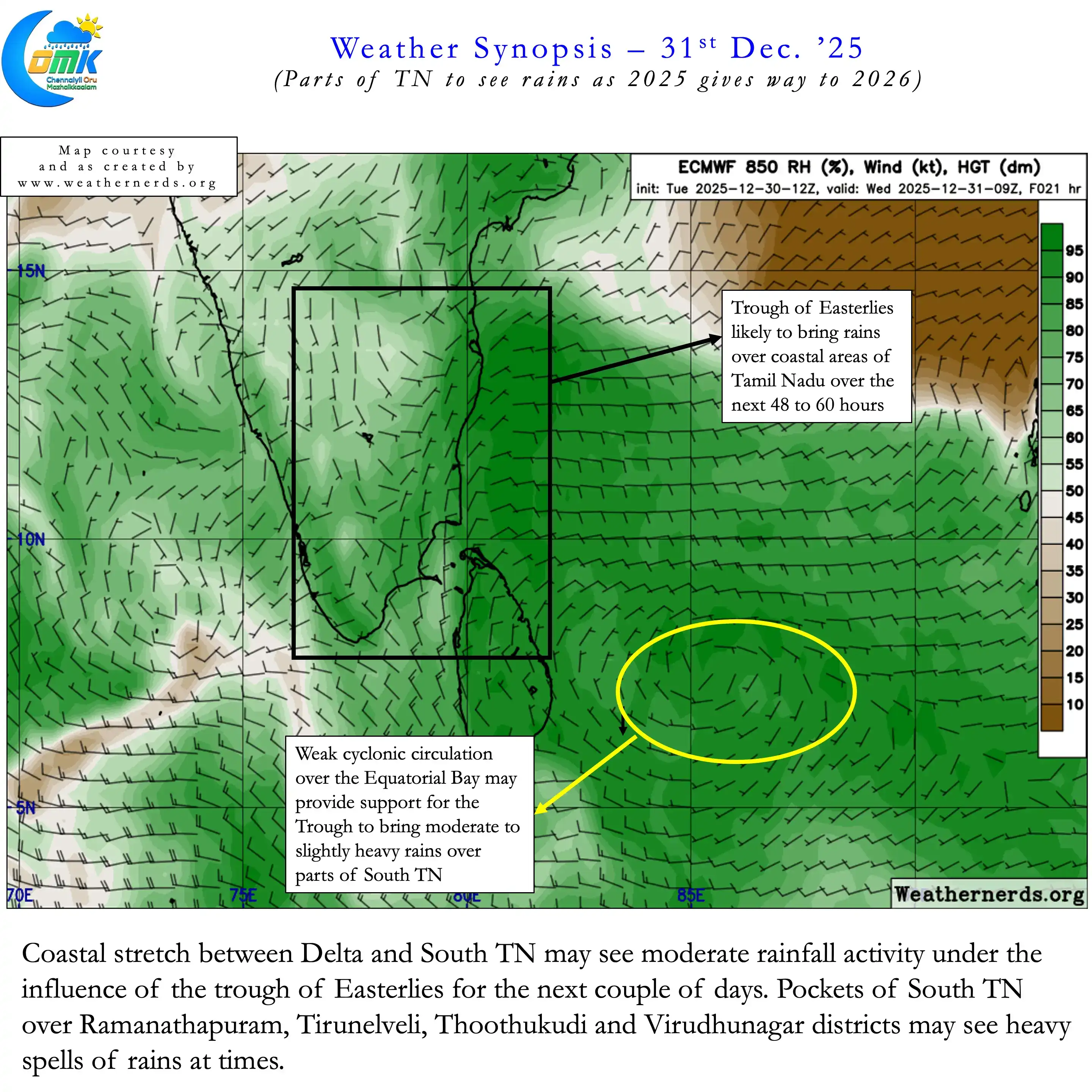 Parts of TN to see rains as 2025 gives way to 2026 - Chennairains (COMK)